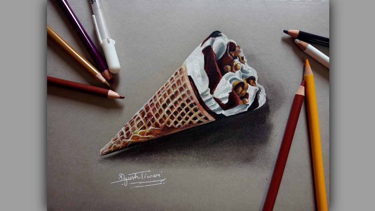 Drawing realistic cornetto icecream | Marcello Barenghi inspired ...