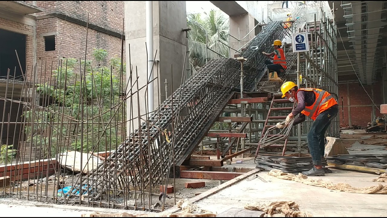 Staircase Stringer Beam Reinforcement & Shutter Installation (Modern ...
