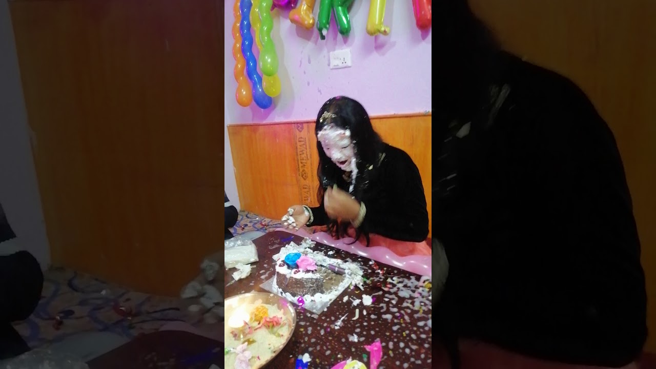 Birthday cake on face was unexpected 😂see my reaction 😉 - YouTube