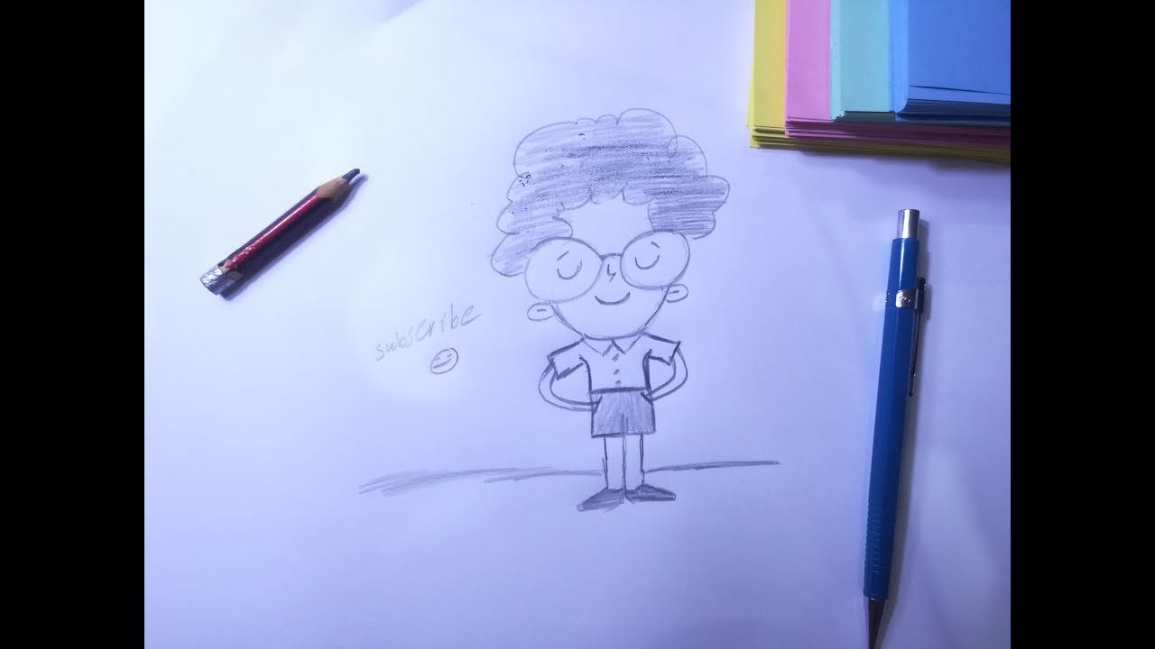 How to draw simple genius boy - YouTube