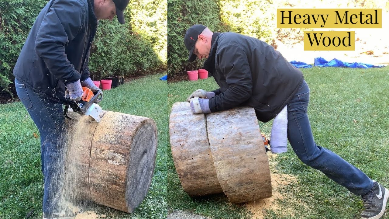 Splitting Pine Rounds With Nails and Throwing Away Garbage - YouTube