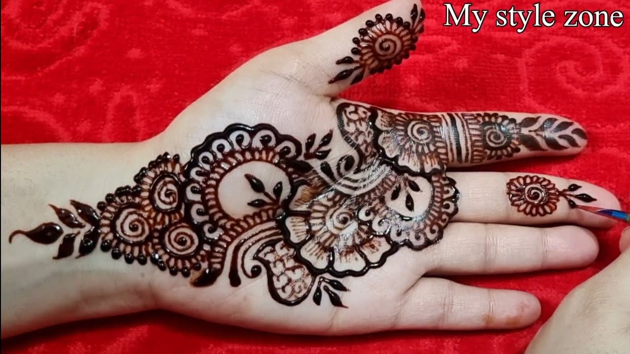 Red cone mehandi designs simple | front hand mehndi designs arabic ...