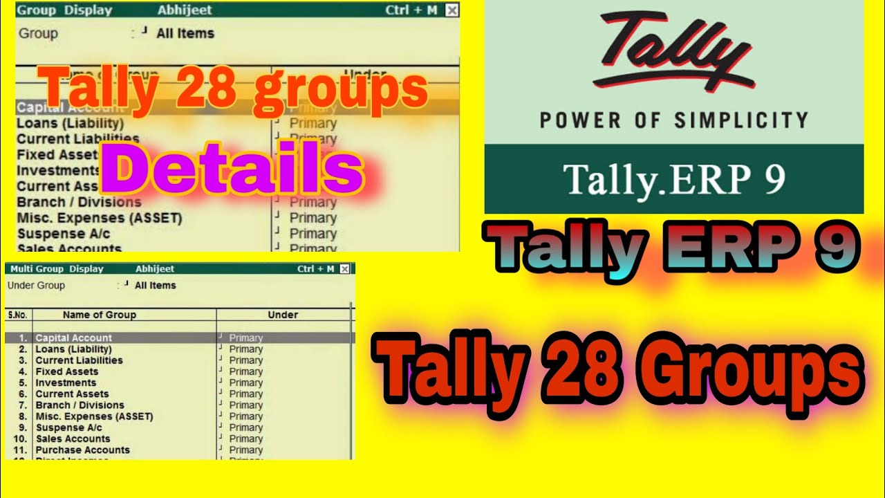 Tally 28 groups in hindi | Topic 5 | Tally | Tally groups | Tally 28 ...
