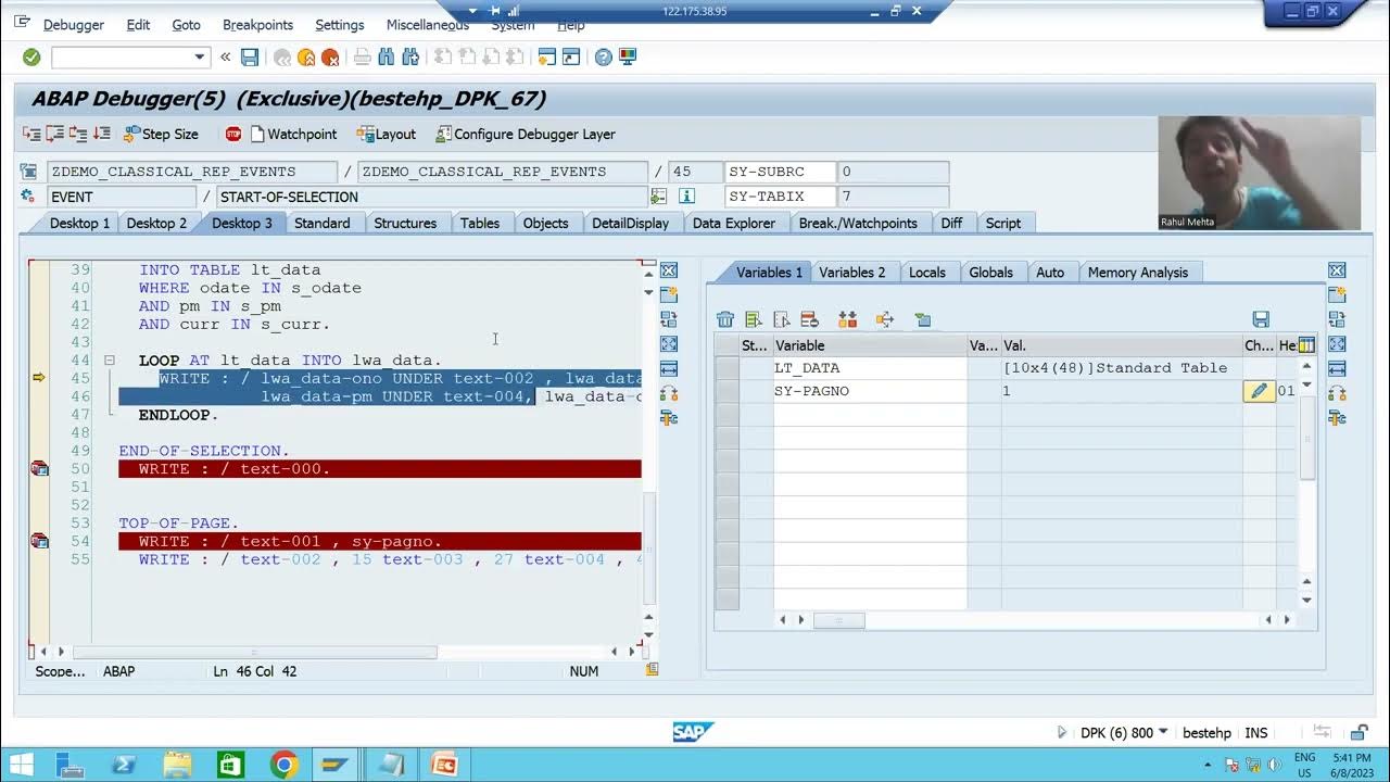 50 Abap Programming Classical Report Events Top Of Page Part3 Youtube