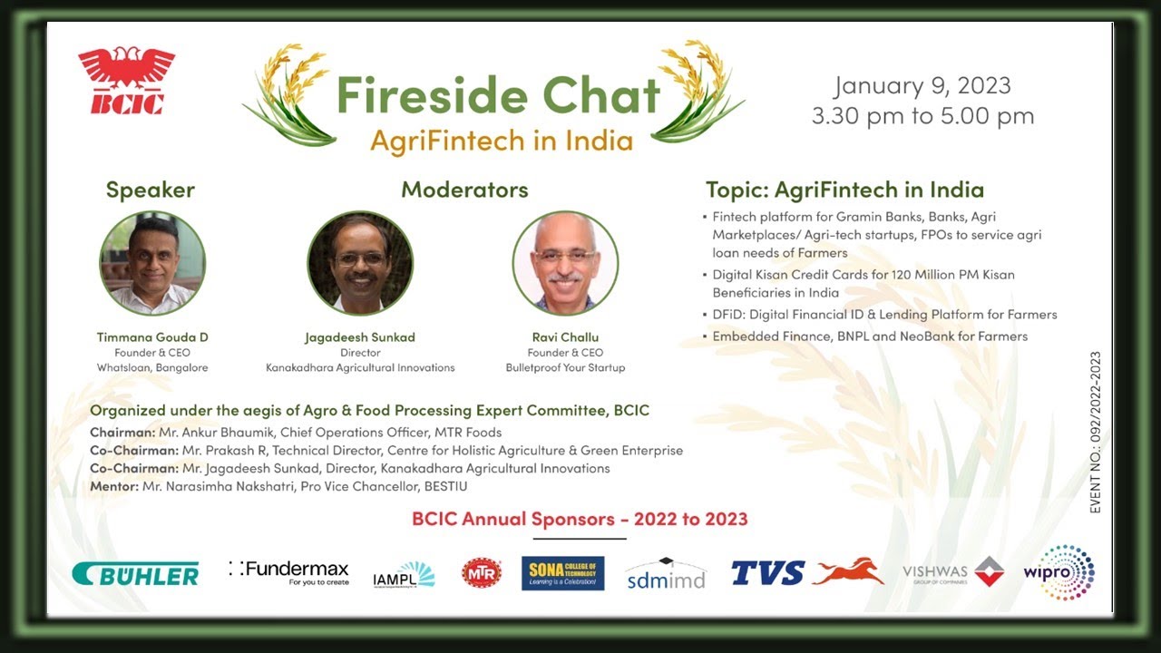 Fireside Chat on Agri-Fintech in India - Mr. Timmana Gouda D, Founder ...