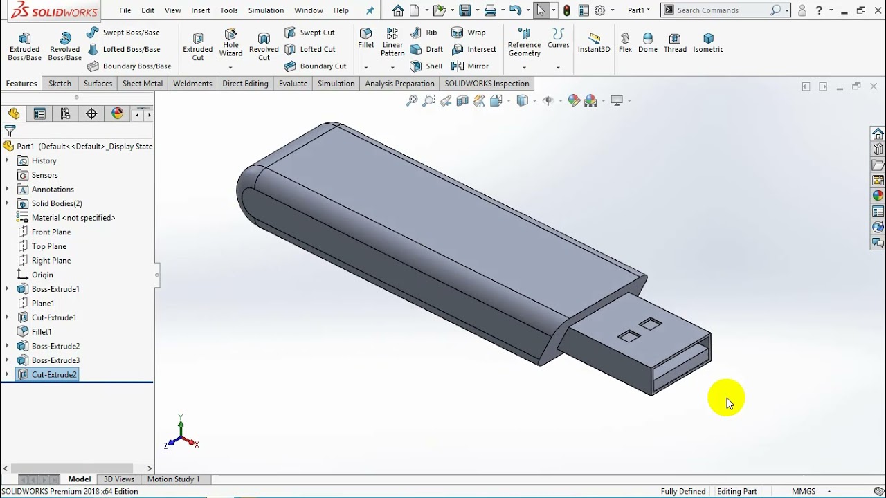 USB Memory Stick in Solidworks - YouTube