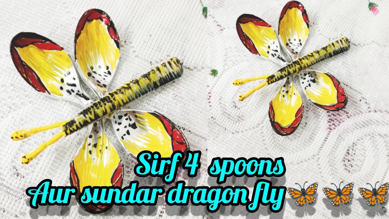 ONLY 4 PLASTIC SPOONS AND MAKE A BEAUTIFUL DRAGON FLY 🕊️🕊️🦋🦋🧚🧚 - YouTube