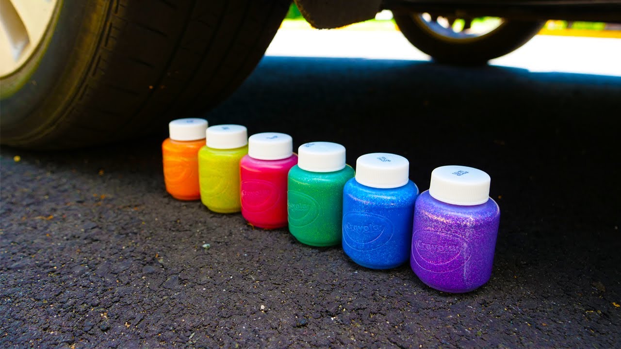 Crushing Crunchy & Soft Things by Car! - EXPERIMENT Paint vs Car - YouTube