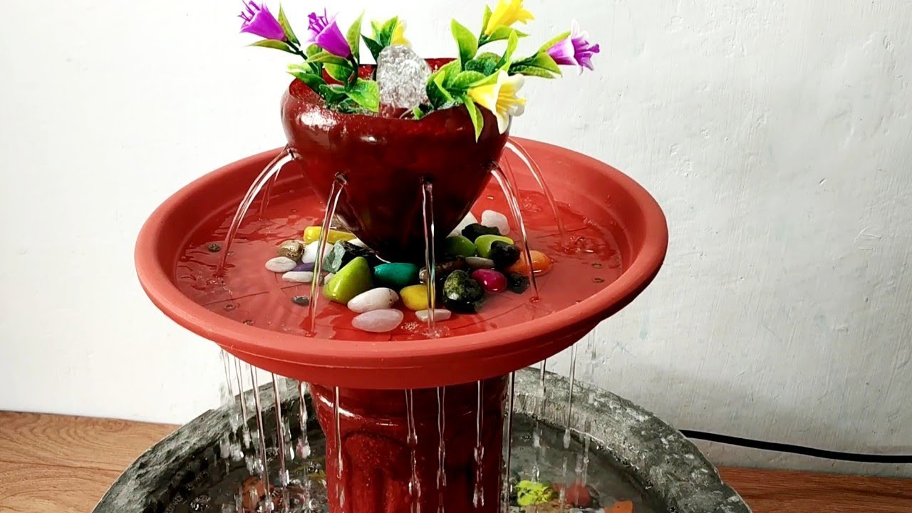 How to make beautiful waterfall fountain water fountain very easy - YouTube