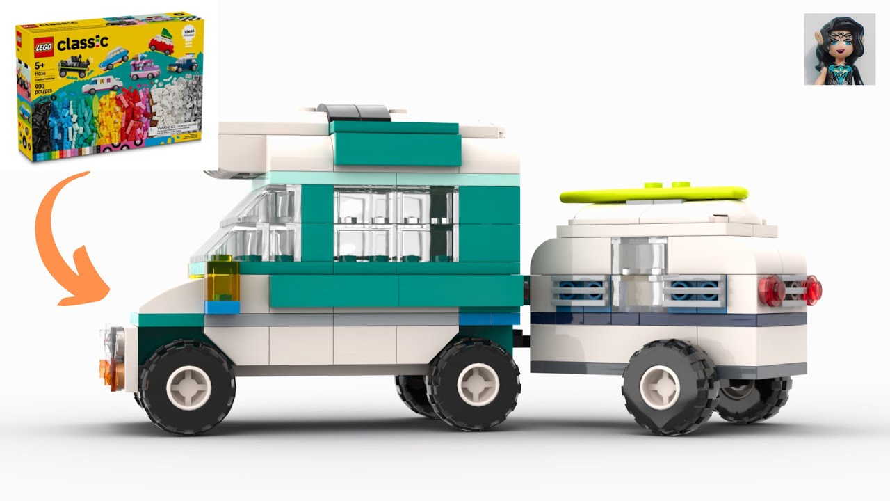 CAMPER VAN with TRAILER Lego classic 11036 ideas How to build - YouTube