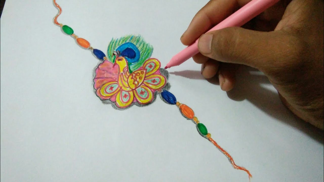 Drawing Rakhi - Happy Raksha Bandhan 2018 - drawing for beginners ...