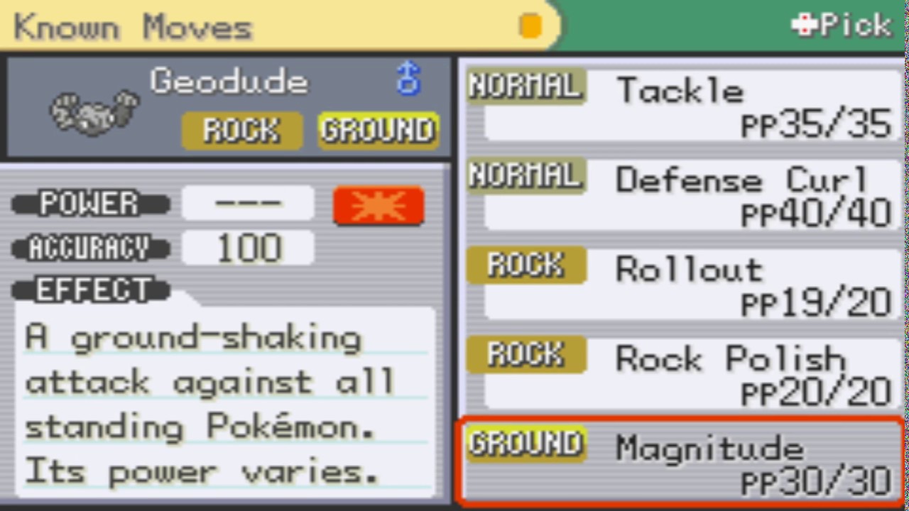 Pokemon Gaia v3.0 - What's a good replacement for Geodude's Magnitude ...