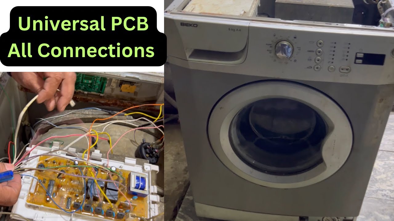 Universal pcb install in front load fully automatic washing machine | all wiring universal pcb ...