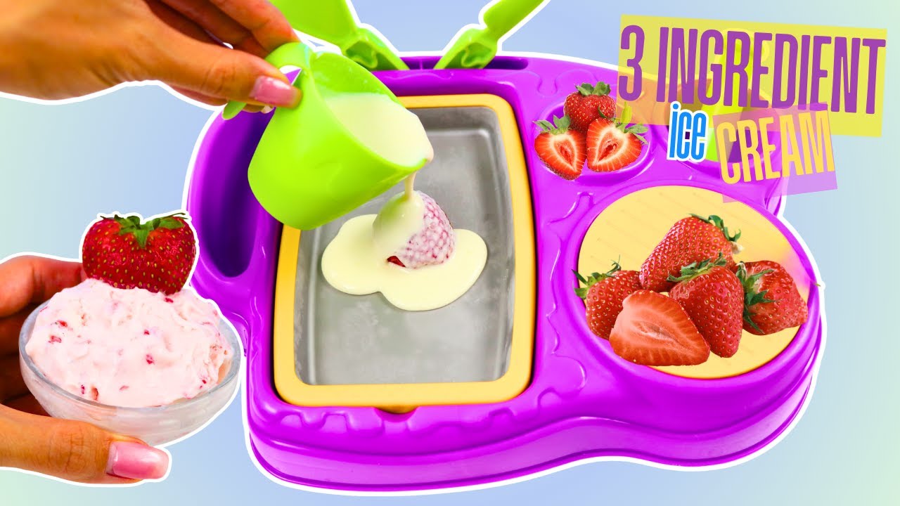 Making Strawberry Ice Cream with Magic Ice Cream Tray! - YouTube