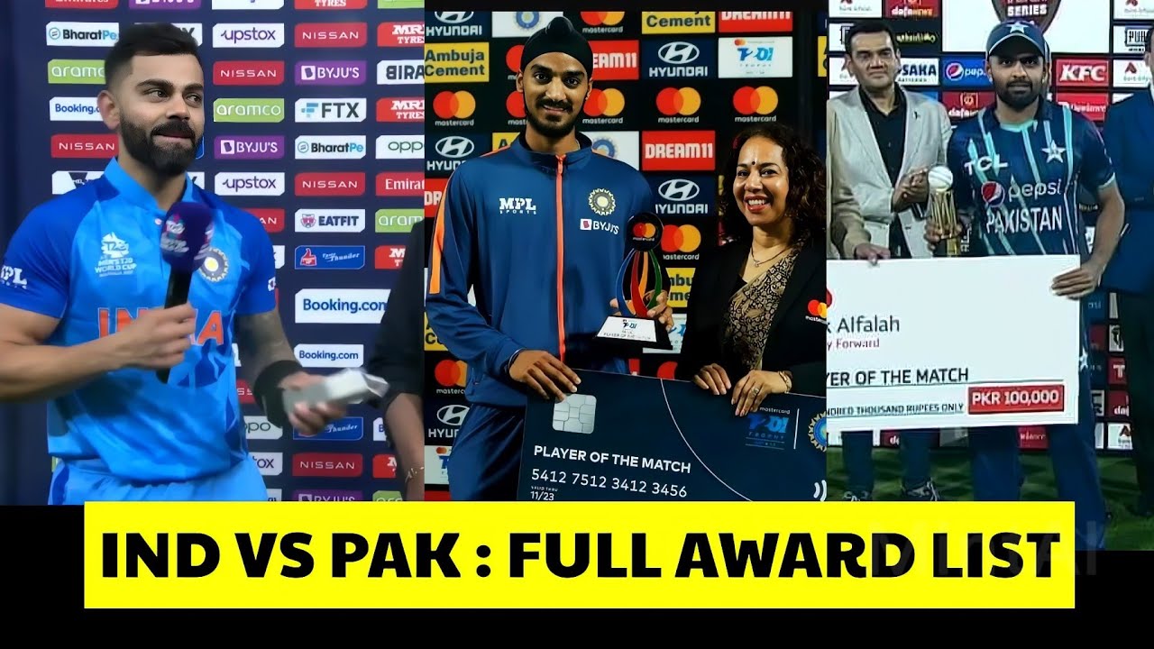 T20 WC 2022 : Ind Vs Pak Award ceremony || Ind vs Pak Winner Award ...