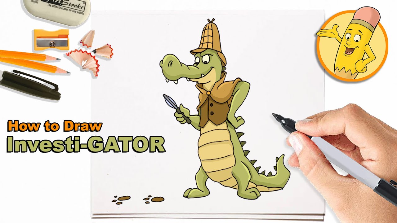 Detective Gator Drawing Tutorial | Easy Step-by-Step Guide for All ...