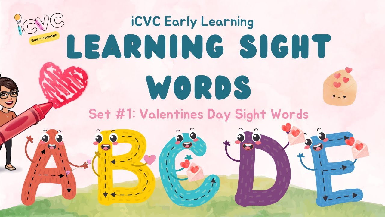 Valentines Day: Set #1 Learning Sight Words with iCVC Early Learning ...
