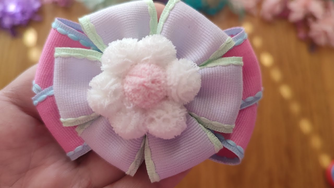 Homemade Hair Clip Bow of Ribbon Tutorial / Tutorial Hermoso lazo hecho ...