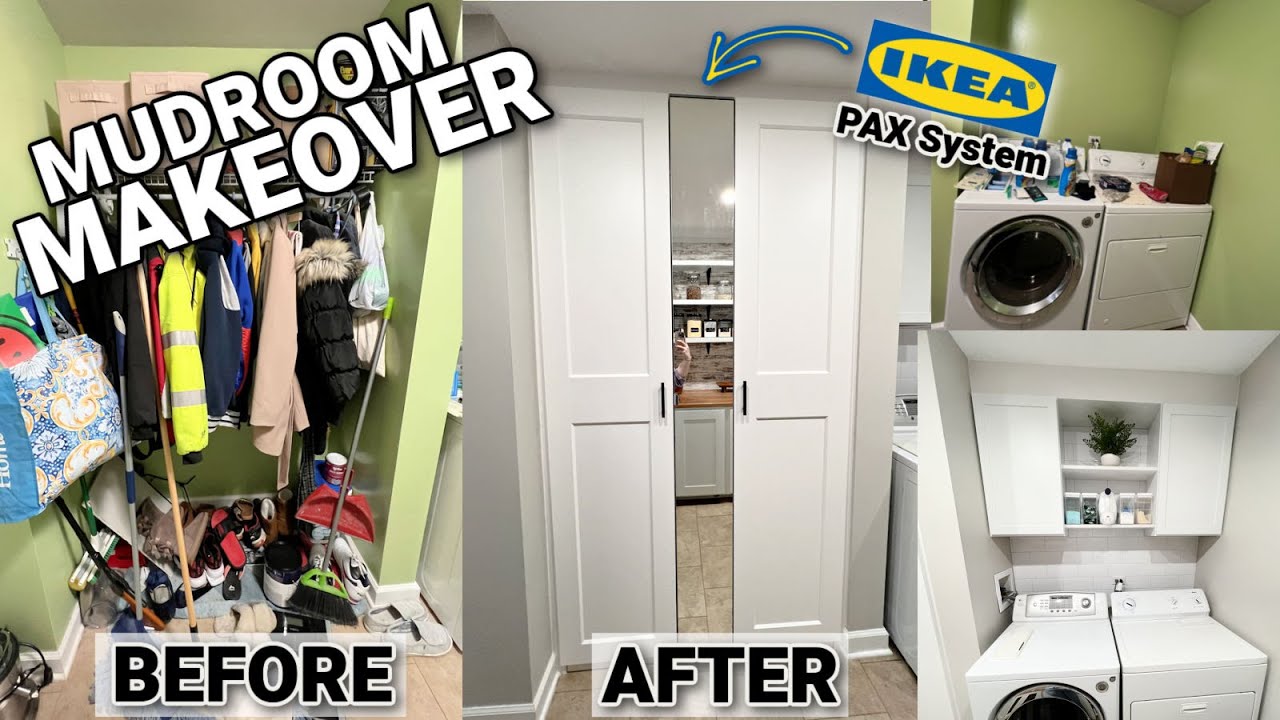 MUDROOM & LAUNDRY ROOM MAKEOVER using IKEA Pax System! | Sarah Rae ...