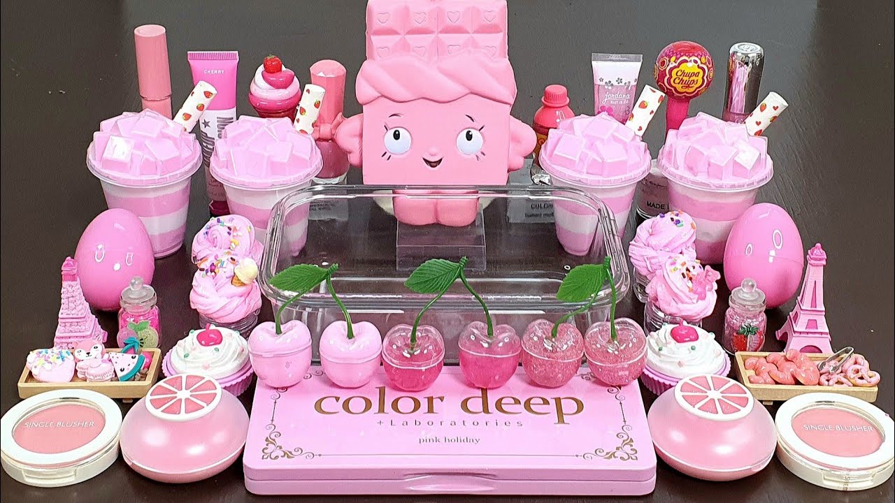 PINK Slime Mixing Random Into Slime! Satisfying Slime Video ASMR - YouTube