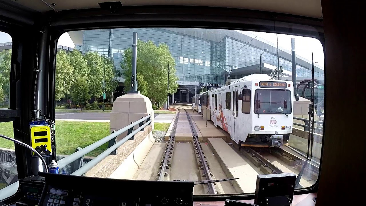 Denver Light Rail - D Line - Viewed from the rear driving cab