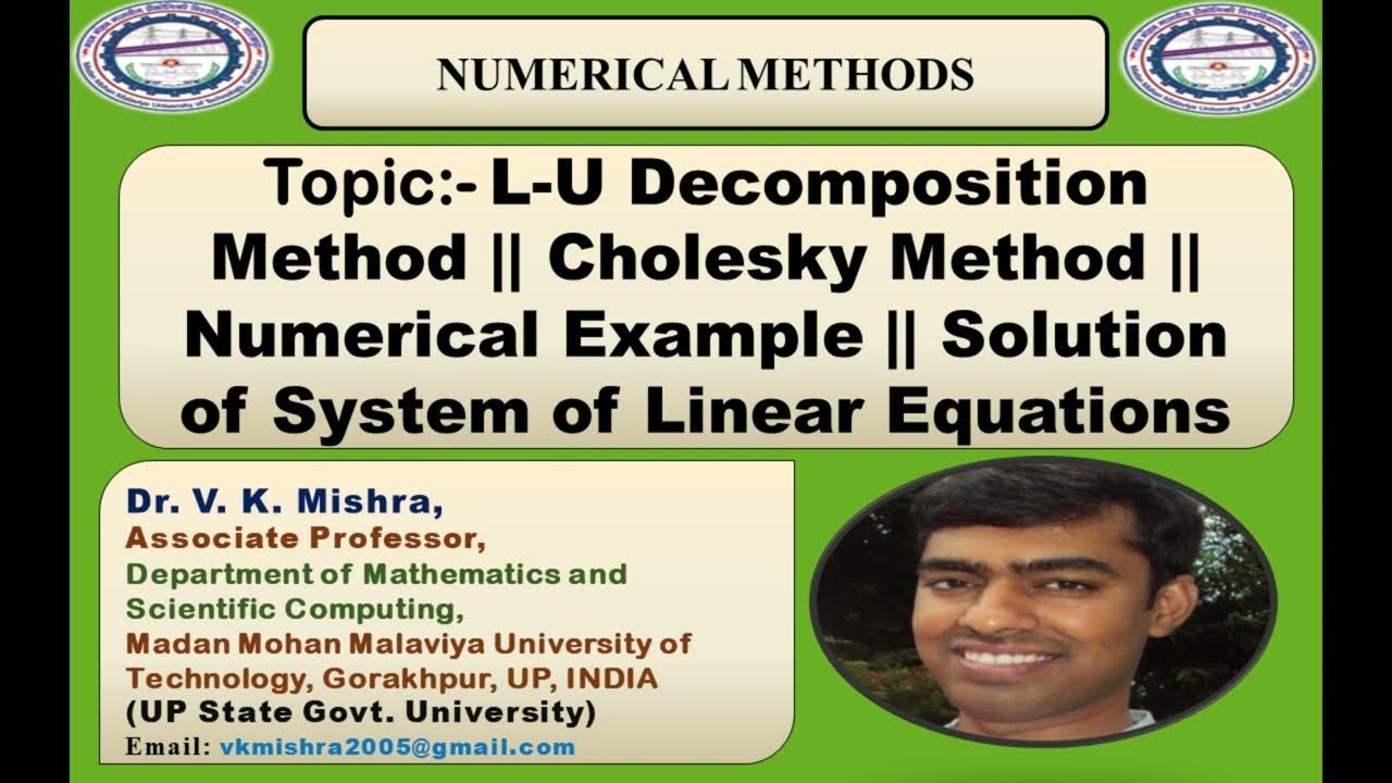L-U Decomposition Method || Cholesky Method || Numerical Example ...