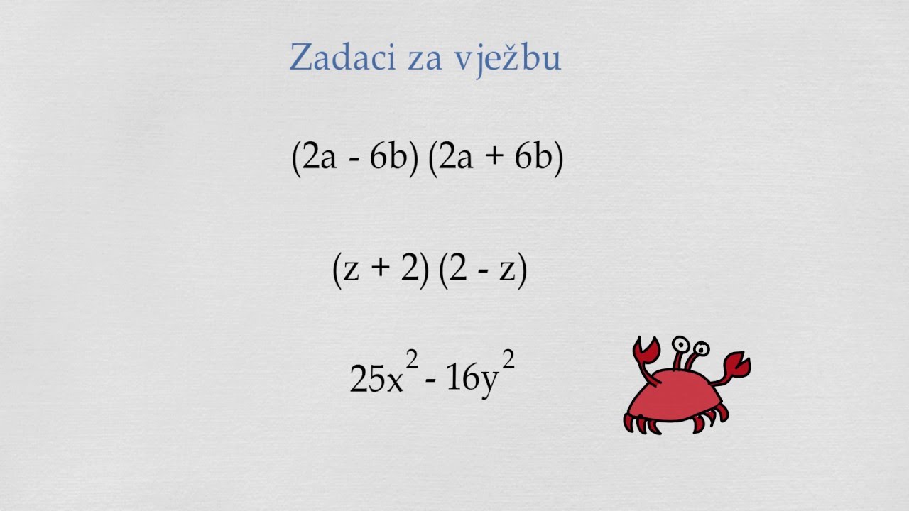 Razlika kvadrata - YouTube