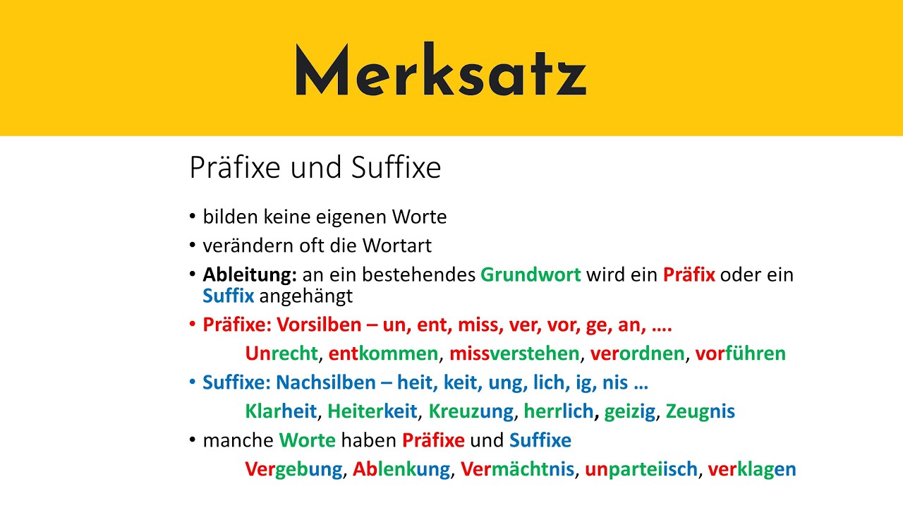 Präfixe und Suffixe - YouTube