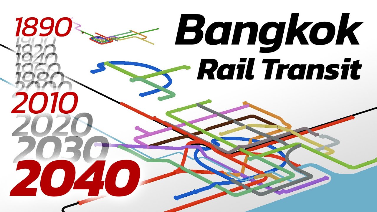 3D Animated Bangkok Transit History | Trams, Skytrain, Subway (1888 ...