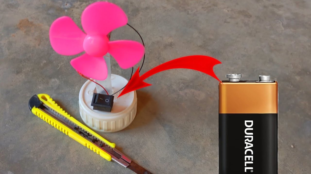 How to make a fan with DC motor || Make a hand fan with easy steps ...