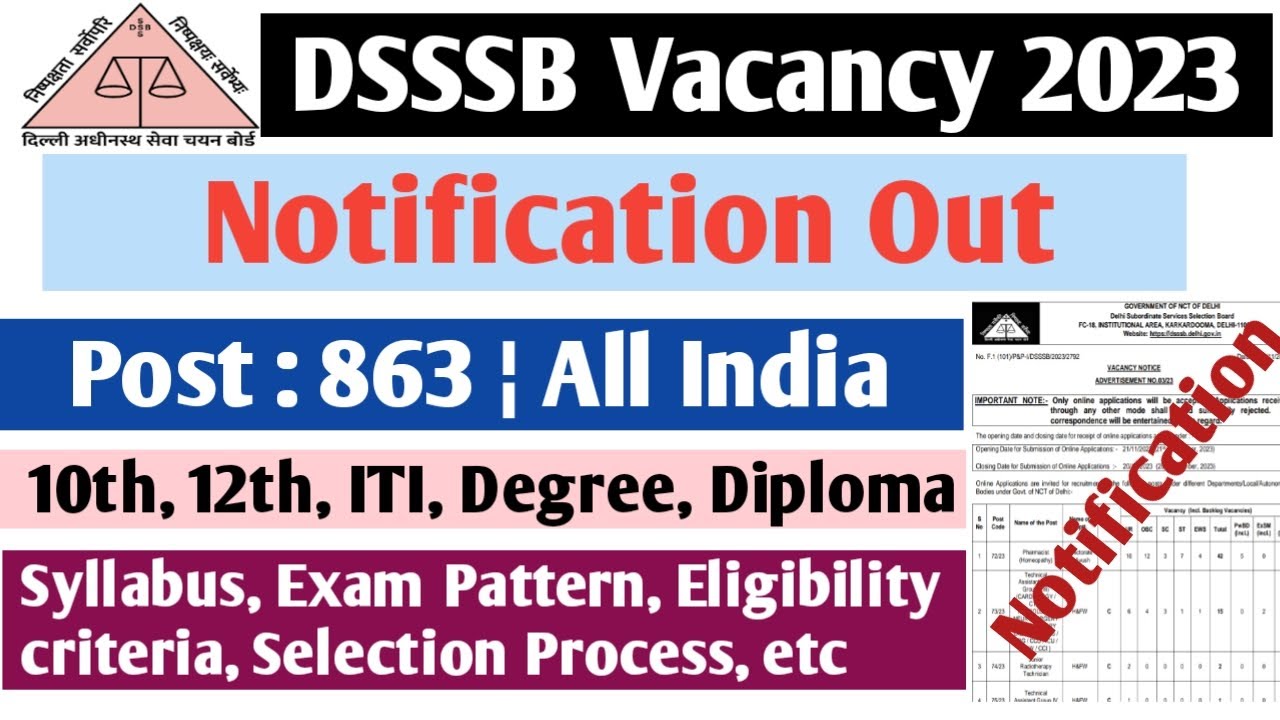 DSSSB New Vacancy 2023 | DSSSB Syllabus 2023 | Delhi Govt Job Vacancy ...