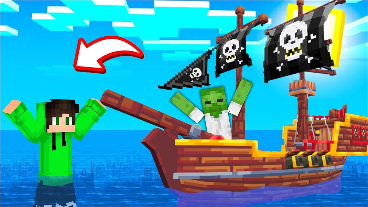 WHY ZOMBIE FAMILY BECOME PIRATE SHIP CAPTAIN In Minecraft - Survival ...