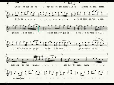 Seninle Tattım Ben Her Mutluluğu - Nota Eşliğinde Karaoke (2) (Ahenk: Kız Neyi - 4 Ses - B)