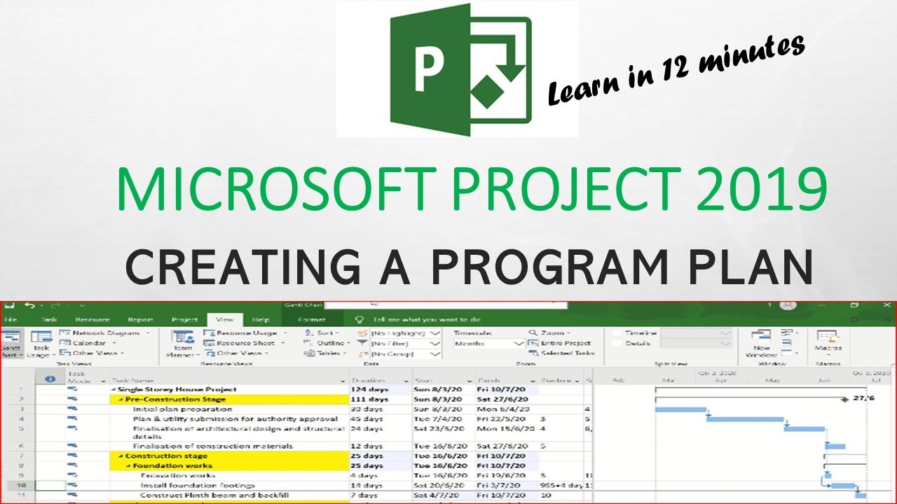 Develop a Program Plan - Microsoft Project 2019 #microsoftproject #msp ...