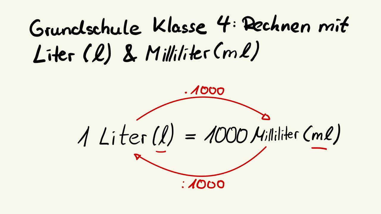 Liter l Milliliter ml Umrechnen Lernen In Der 4 Klasse