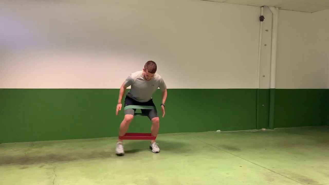 Base position lateral walk w/double miniband - YouTube