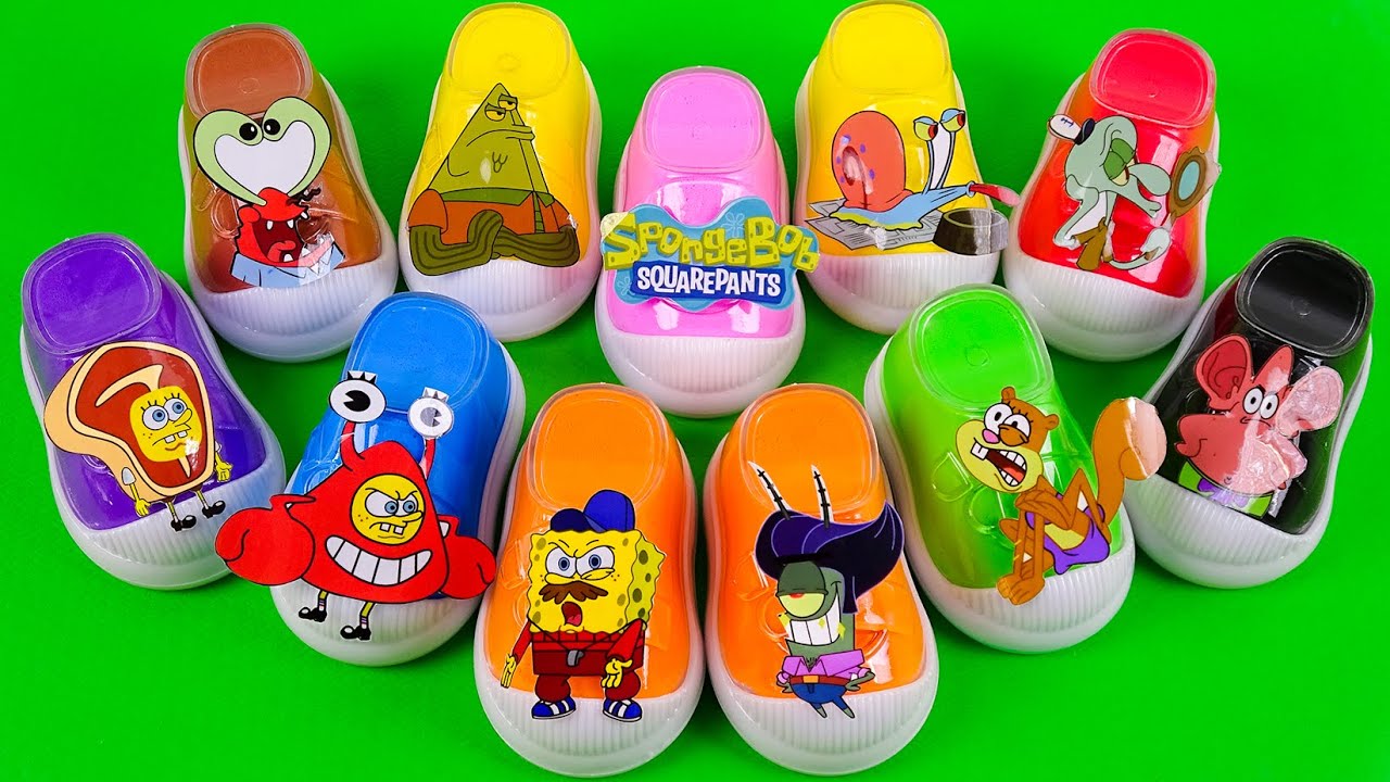 Spongebob Squarepants ASMR - Looking SLIME With Rainbow Shoes Clay ...