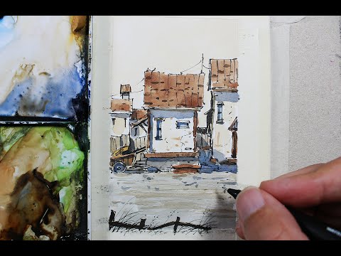 Line and Wash in Full Real Time WATERCOLOR BY NIL ROCHA ART - YouTube