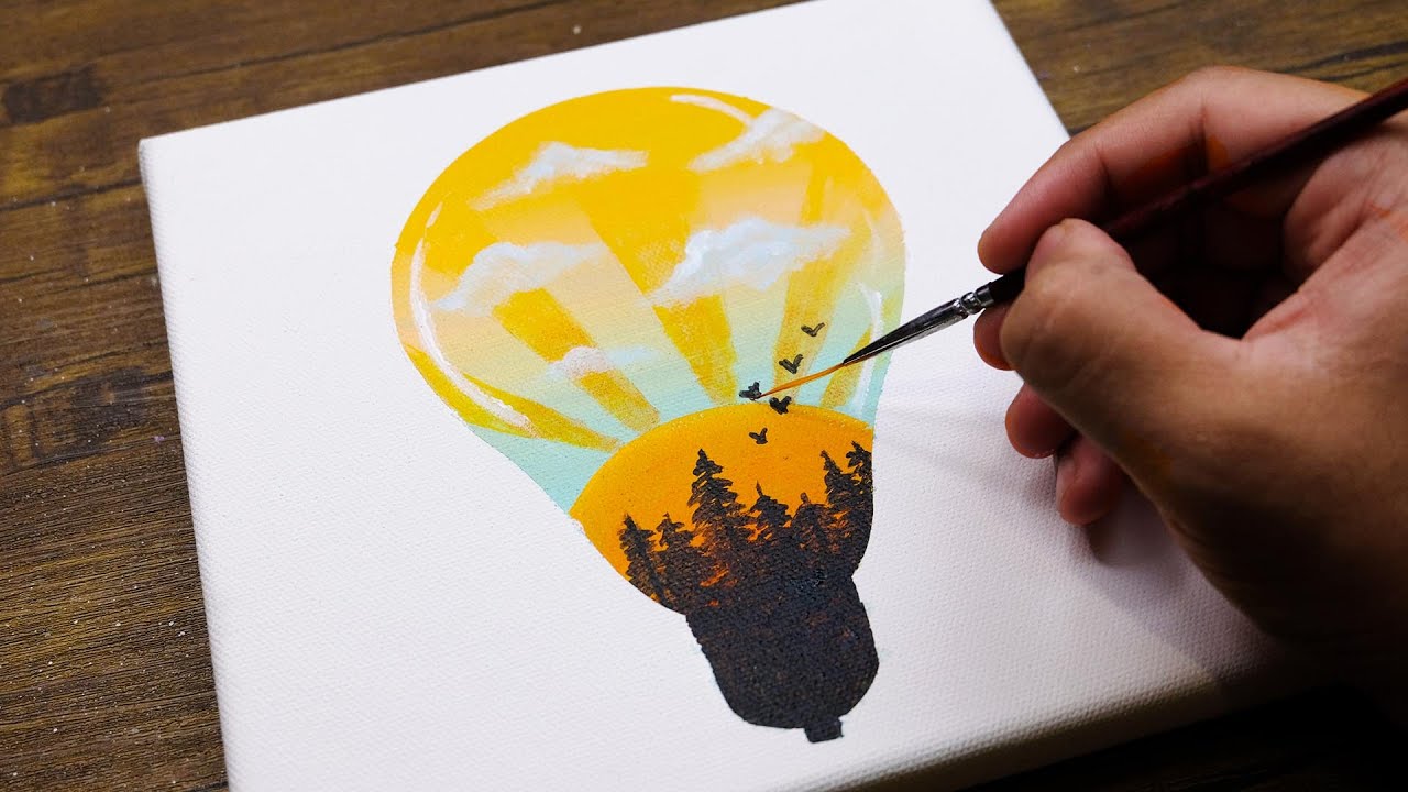 Light Bulb Landscape｜Easy Acrylic Painting ｜Satisfying Art ｜wattheart ...