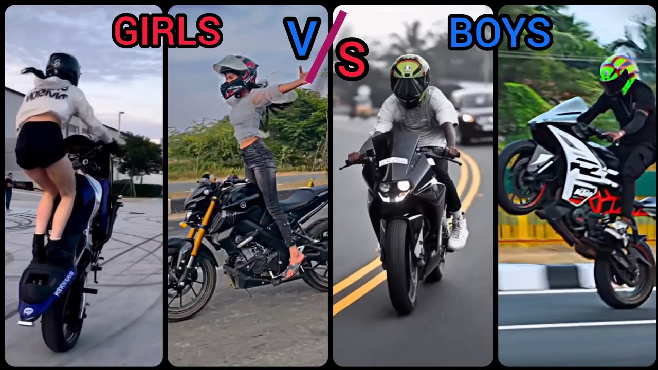 BOYS VS GIRLS ATTACHED BIKE RIDING 😈🤯.WHO IS BETTER GIRLS OR BOYS # ...