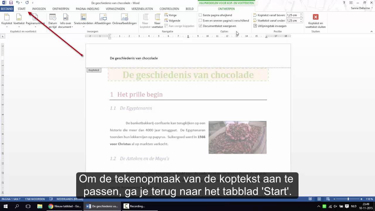 Tekstverwerking 7: koptekst en voettekst - YouTube
