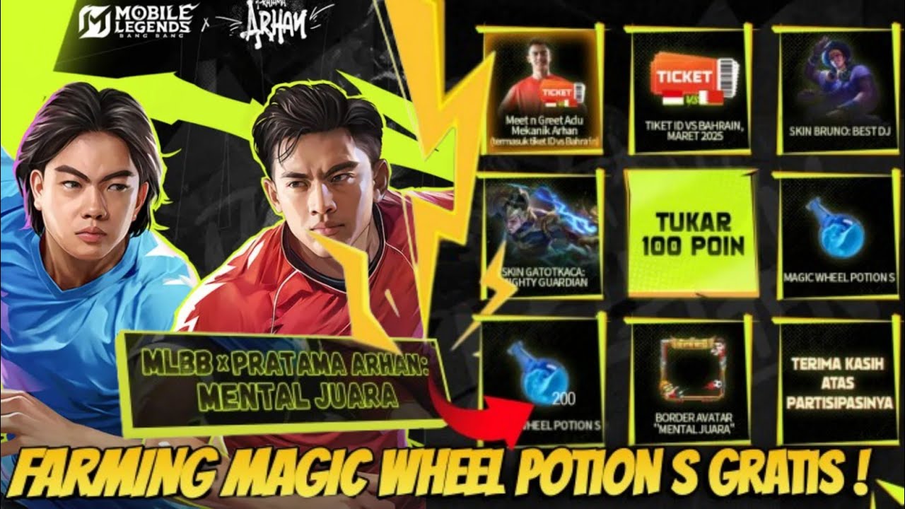 MENTAL JUARA!! Bisa Farming Magic Wheel Potion S Gratis | Collaborasi Pratama Arhan MLBB - YouTube