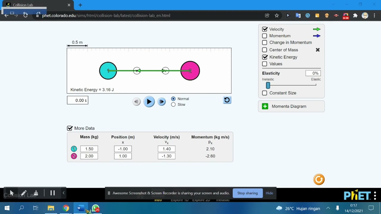 Praktikum Fisika Dasar Momentum, menggunakan phet interactive ...