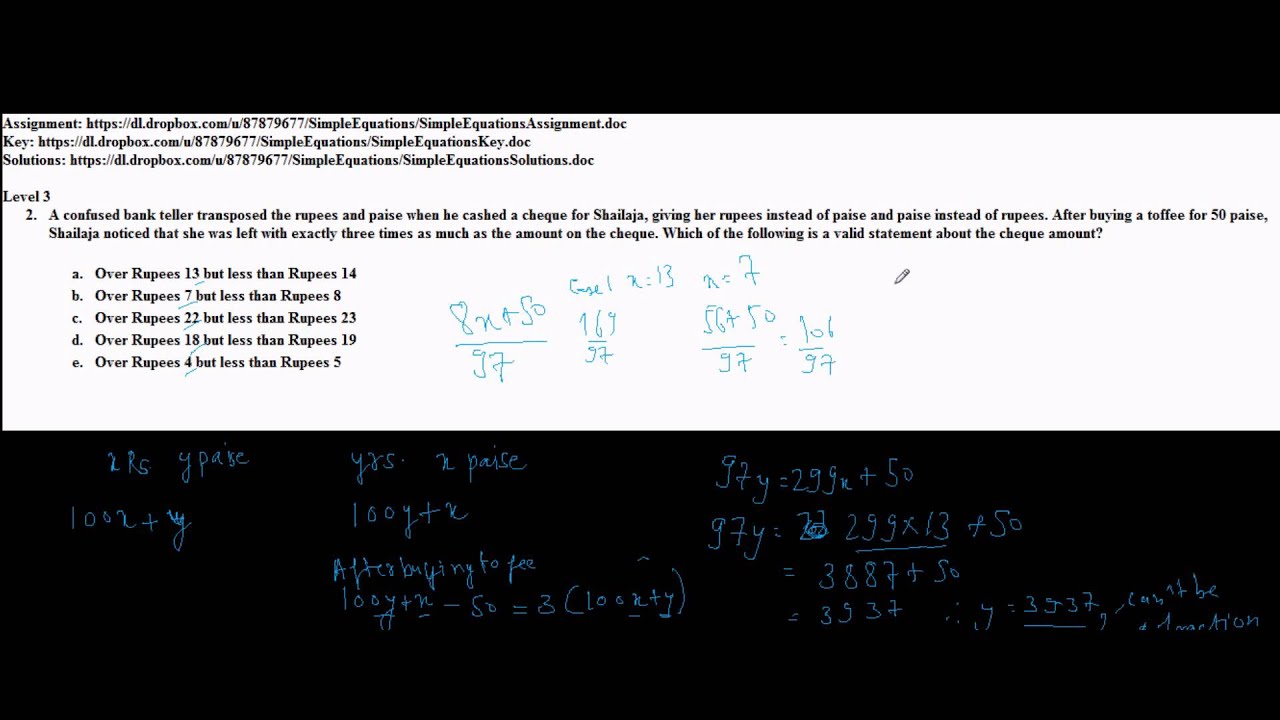 Simple Equations - Solving Difficult Problems - YouTube