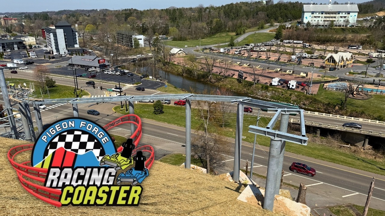 NEW Pigeon Forge Racing Coaster Sneak Peak Construction Tour - YouTube