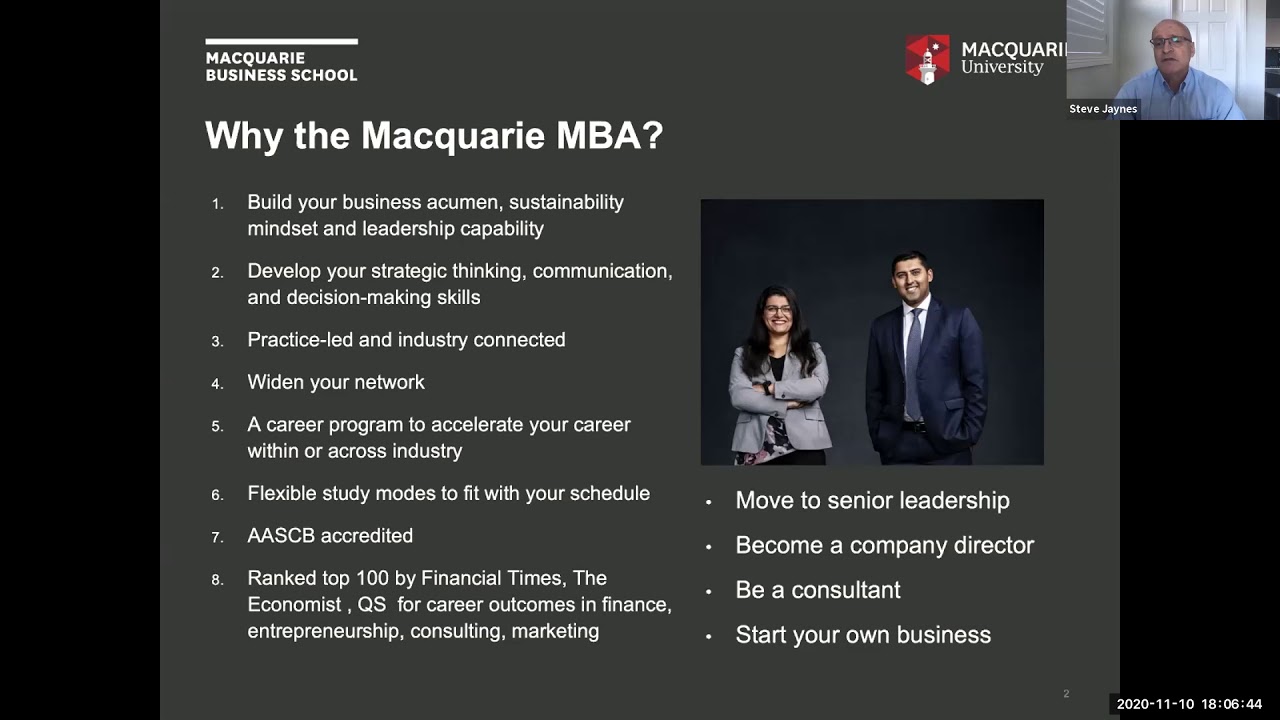 Macquarie Business School MBA Masterclass and Webinar - YouTube