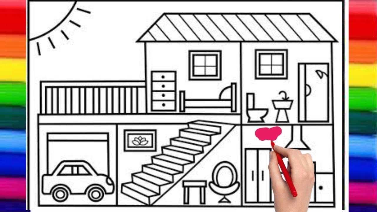 house drawing and colouring for kids and toddlers|preschool activity ...