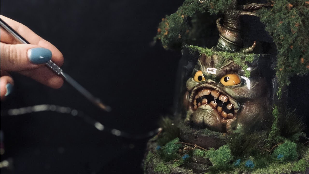 The Monster Plant in forest diorama. Polymer clay, epoxy resin, acrylic ...
