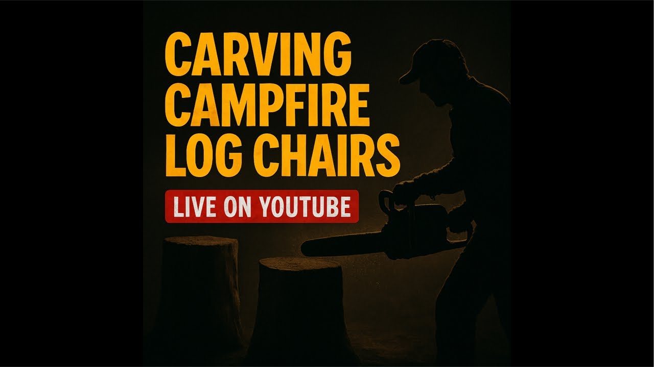 LIVE Chainsaw Carving: Campfire Log Chairs from a Giant Log! 🔥🪓 - YouTube