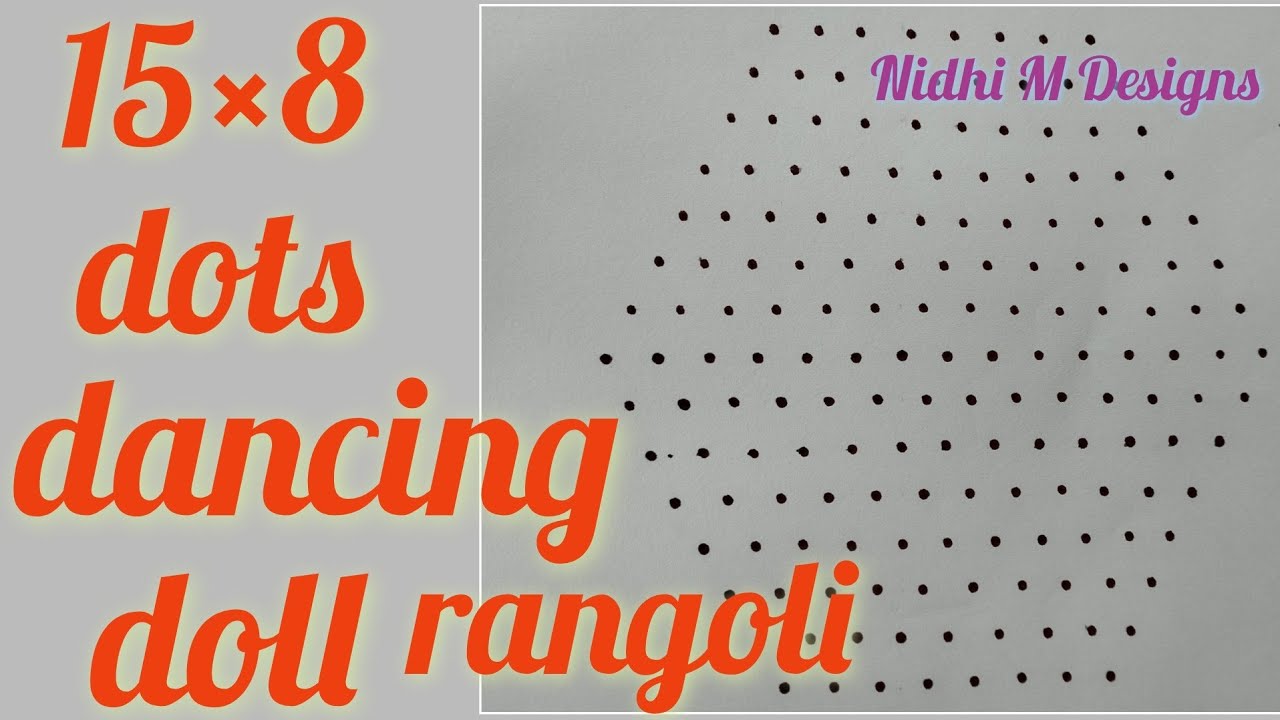 15×8 dots dancing doll rangoli/ doll muggulu/ easy doll kolam/ simple ...